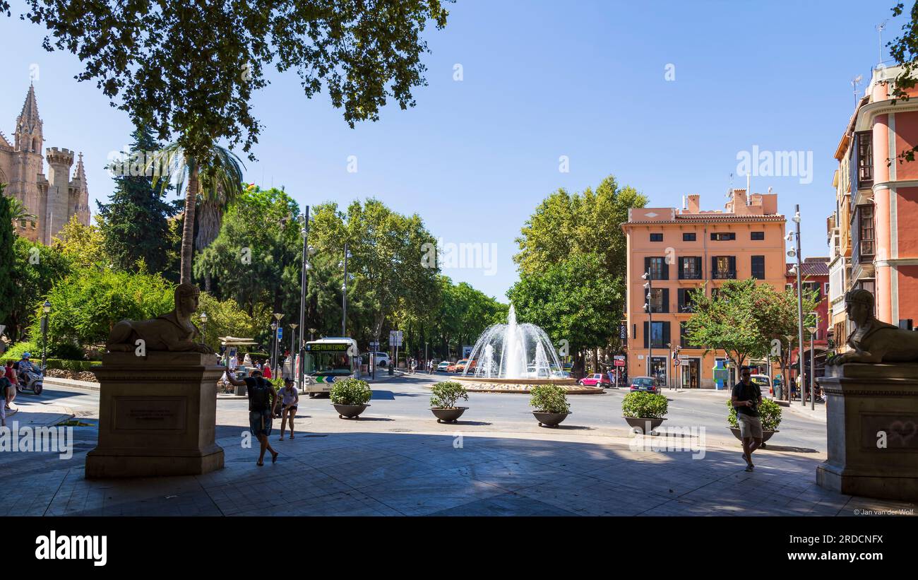 Plaza de la Reina in the historic center of Palma de Mallorca on the ...