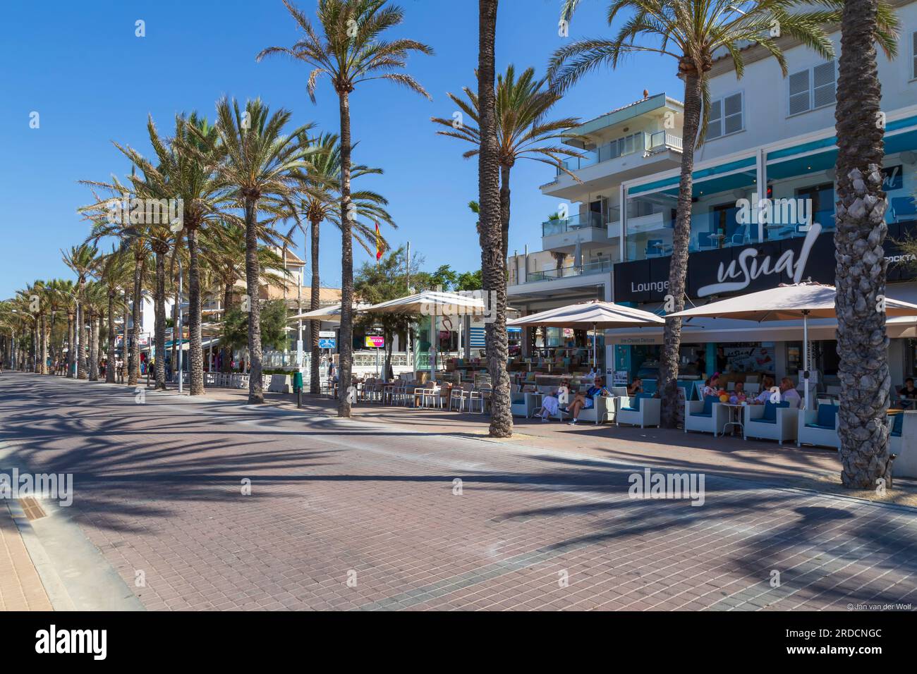 Beach resort Playa de Palma with the promenade on Mallorca in Spain ...