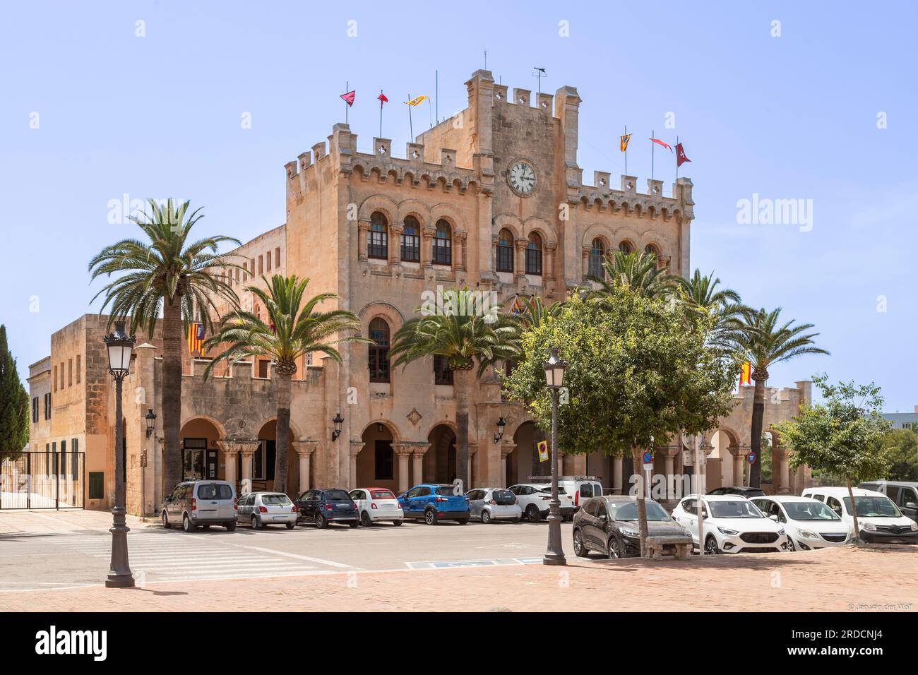 City Hall of Ciutadella de Menorca in the historic old town on the ...