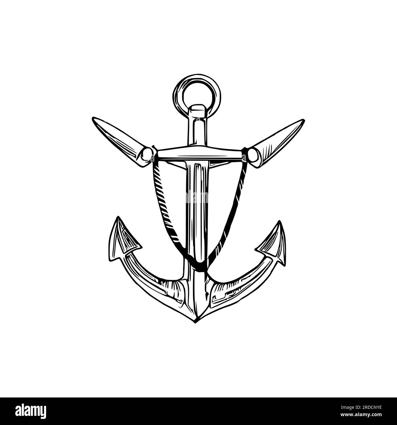Anchor with chain vector Black and White Stock Photos & Images - Alamy