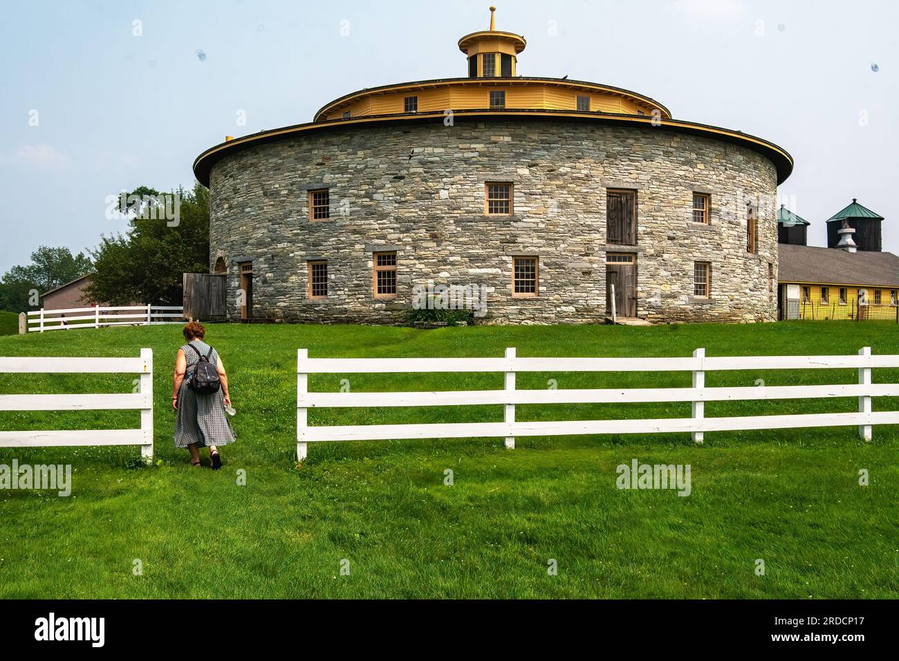 Hancock ShakerVillage round stone barn Stock Photo - Alamy