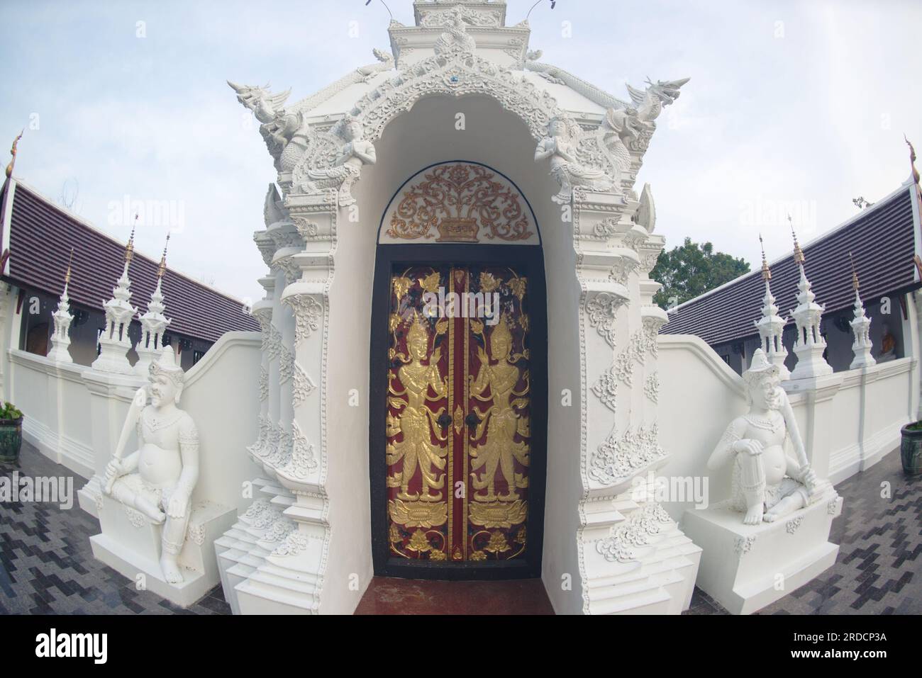 The entrance gate of Phra Chedi Chai Mongkhon Si Dvaravati with ...