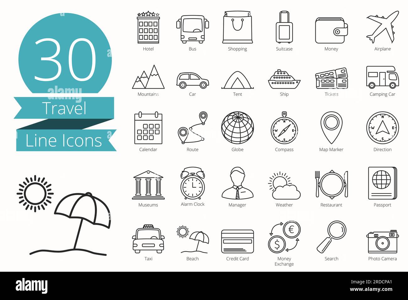 30 Travel thin line icons, vector eps10 illustration Stock Vector Image & Art - Alamy