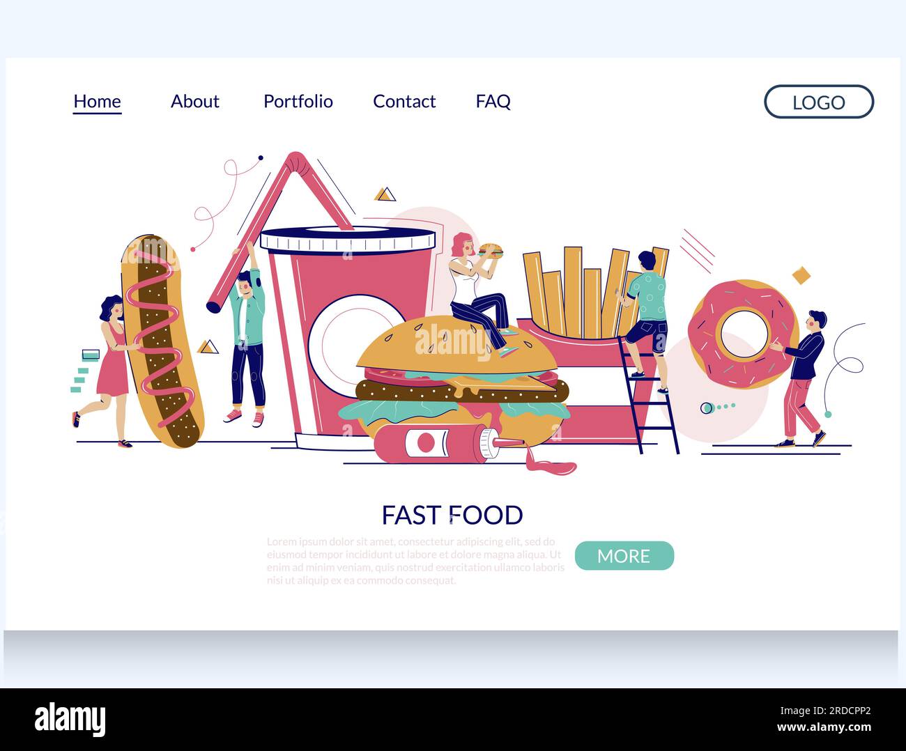 Fast food vector website landing page design template Stock Vector ...