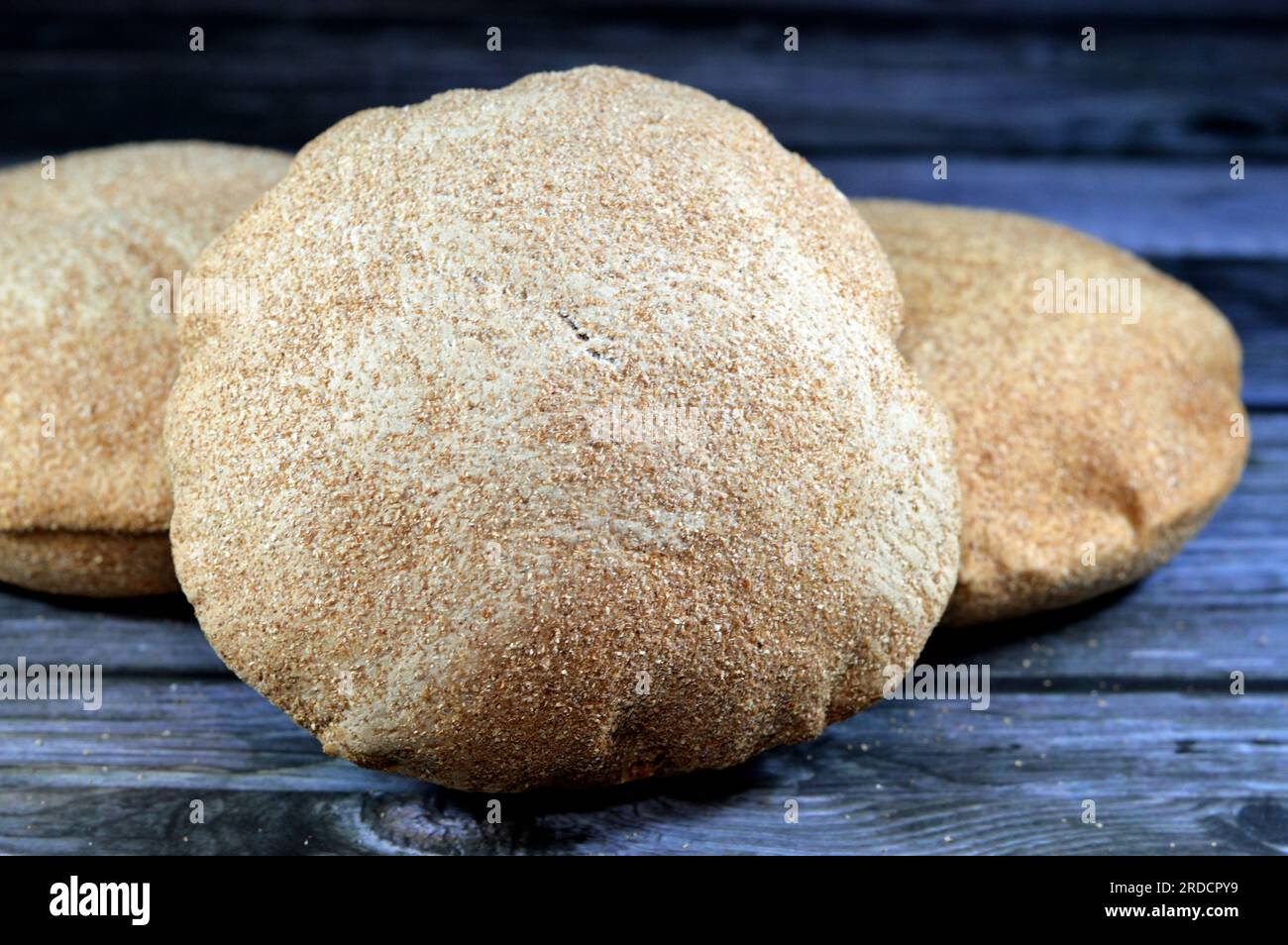 Egyptian brown bran thin crispbread bread, puff thin, crispy and ...