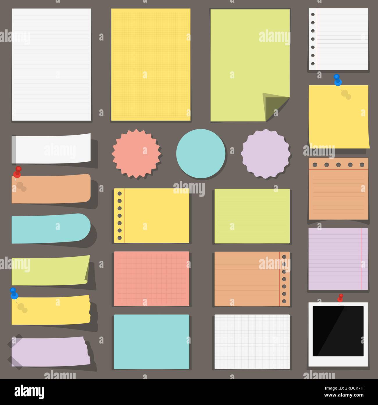 Flat colored paper notes, stickers and labels, vector eps10 ...
