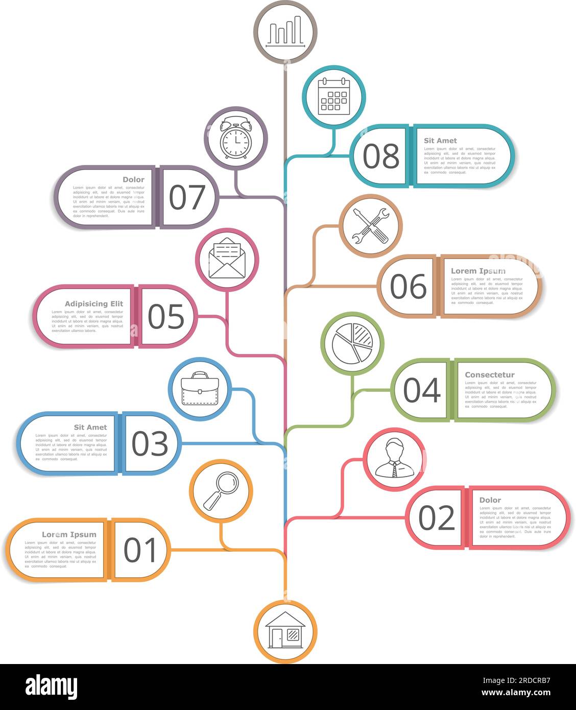 Tree shaped infographics design template with numbers, text boxes and ...