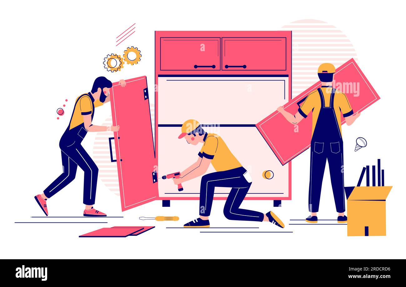 Furniture assembly vector concept for web banner, website page Stock ...