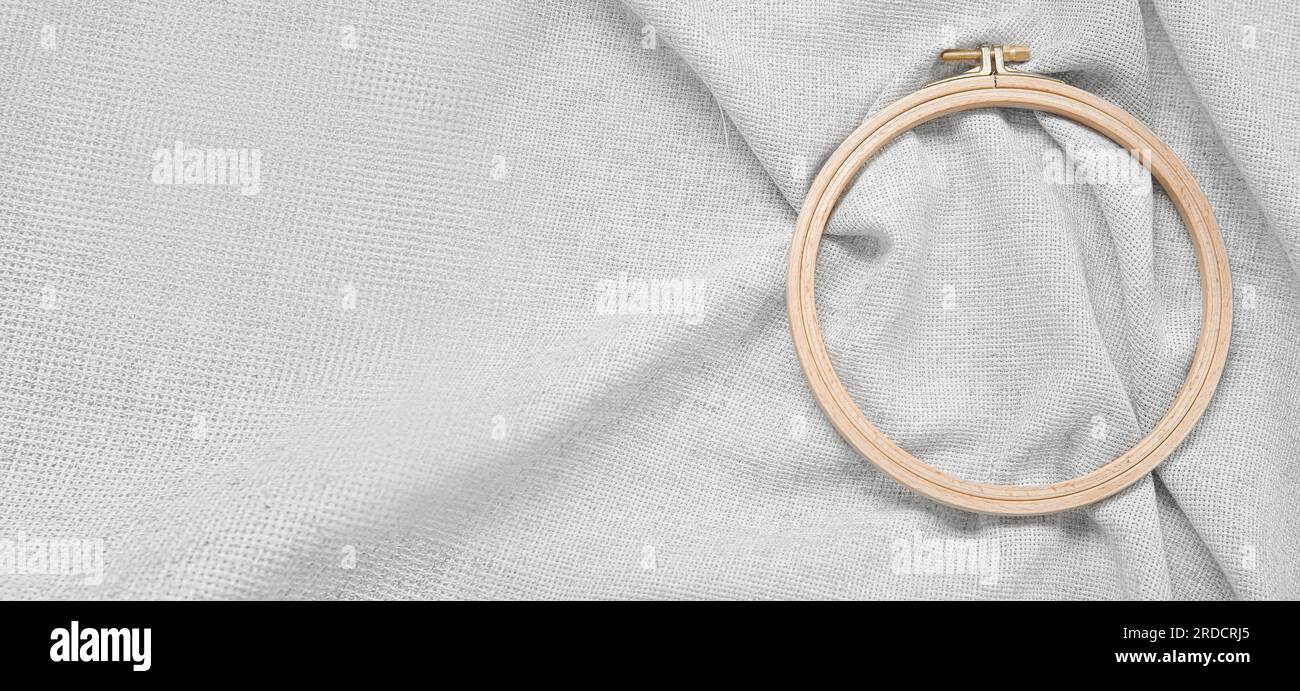Wooden embroidery hoops on canvas. Banner for design Stock Photo - Alamy