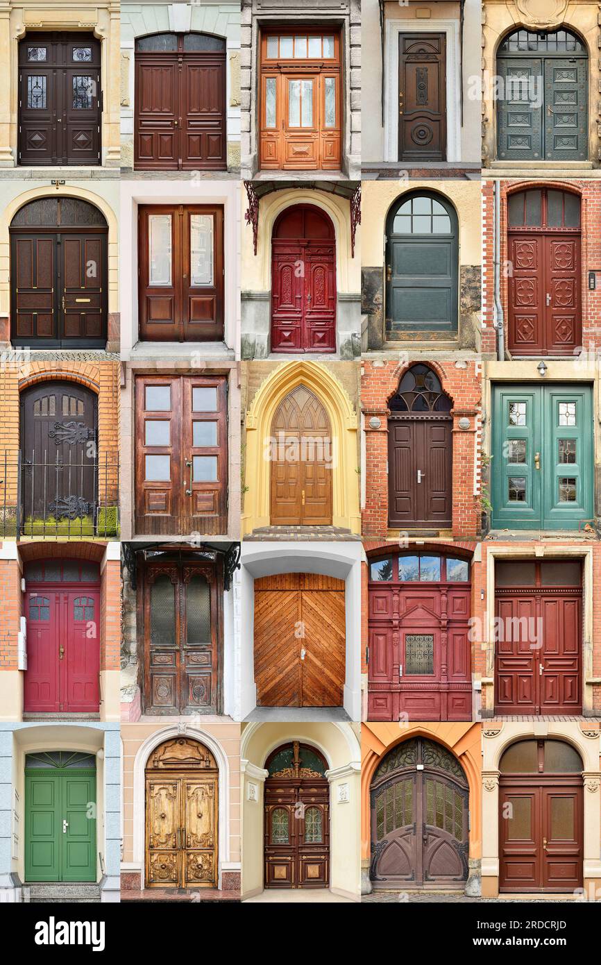 Collage of beautiful old doors Stock Photo - Alamy