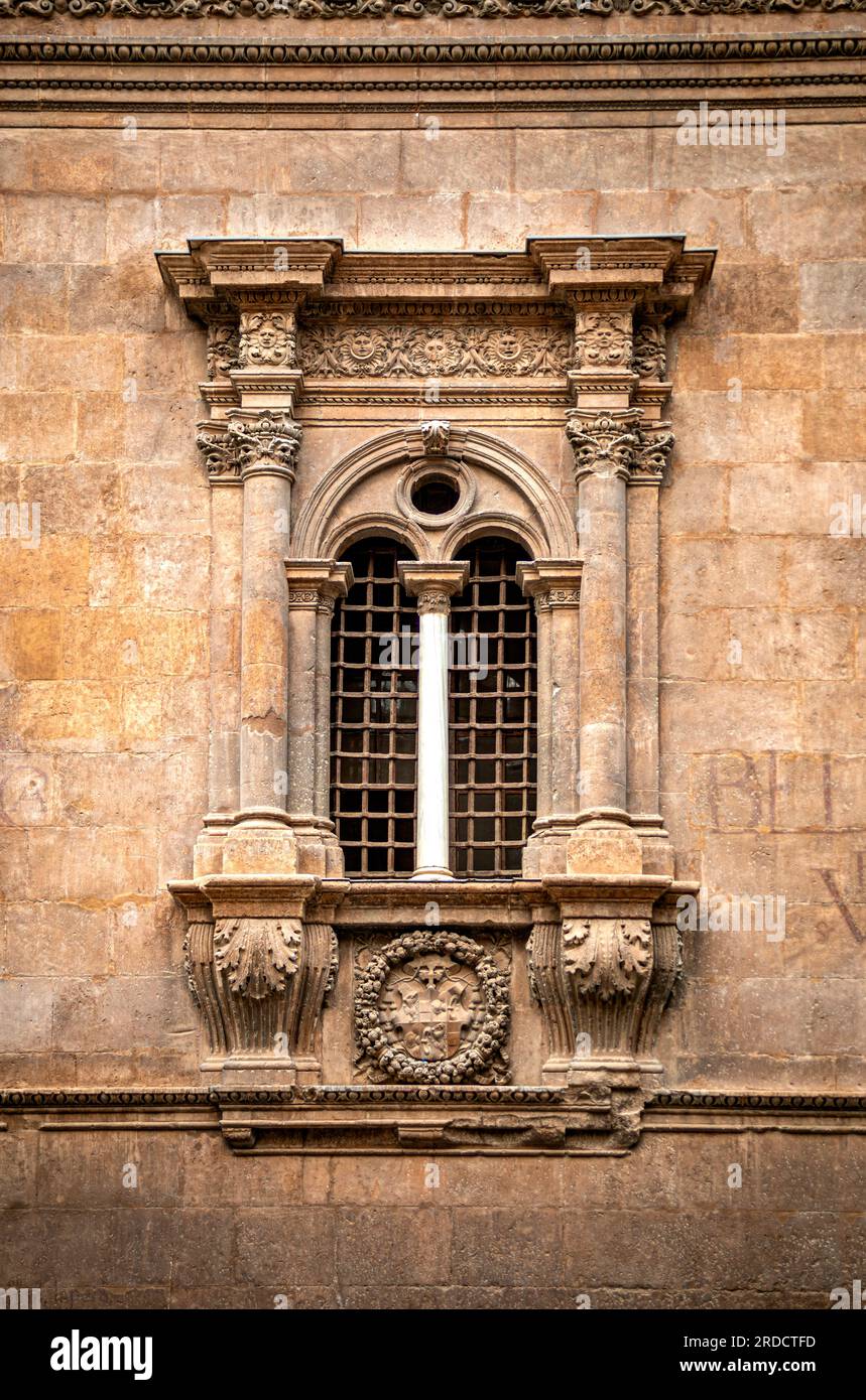 Beautiful and monumental Renaissance window of one of the bodies of the ...
