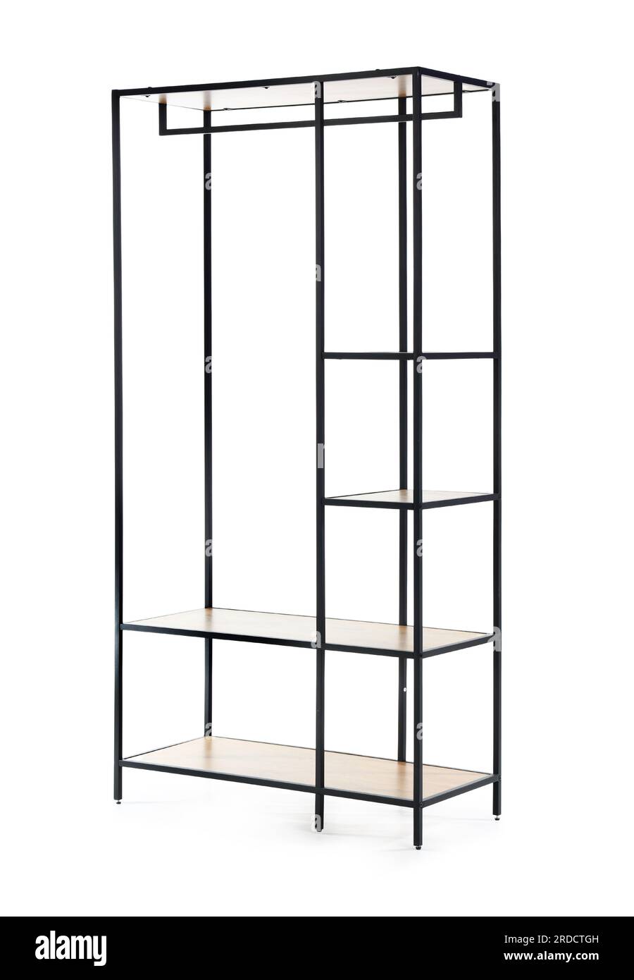 Empty shelving unit on white background Stock Photo - Alamy