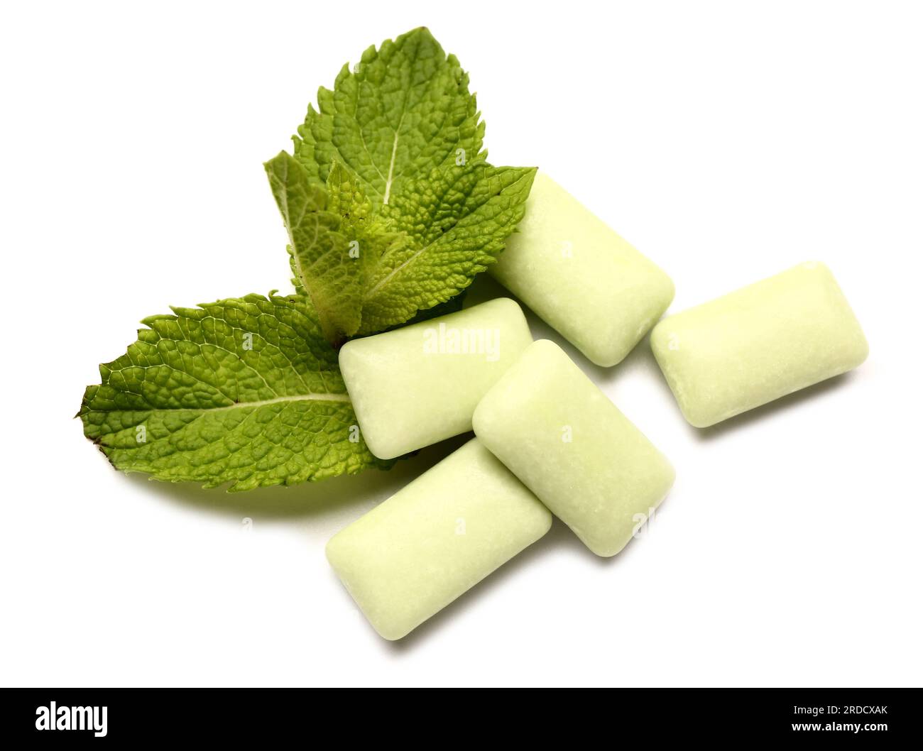 Heap of fresh chewing gums with mint on white background Stock Photo ...
