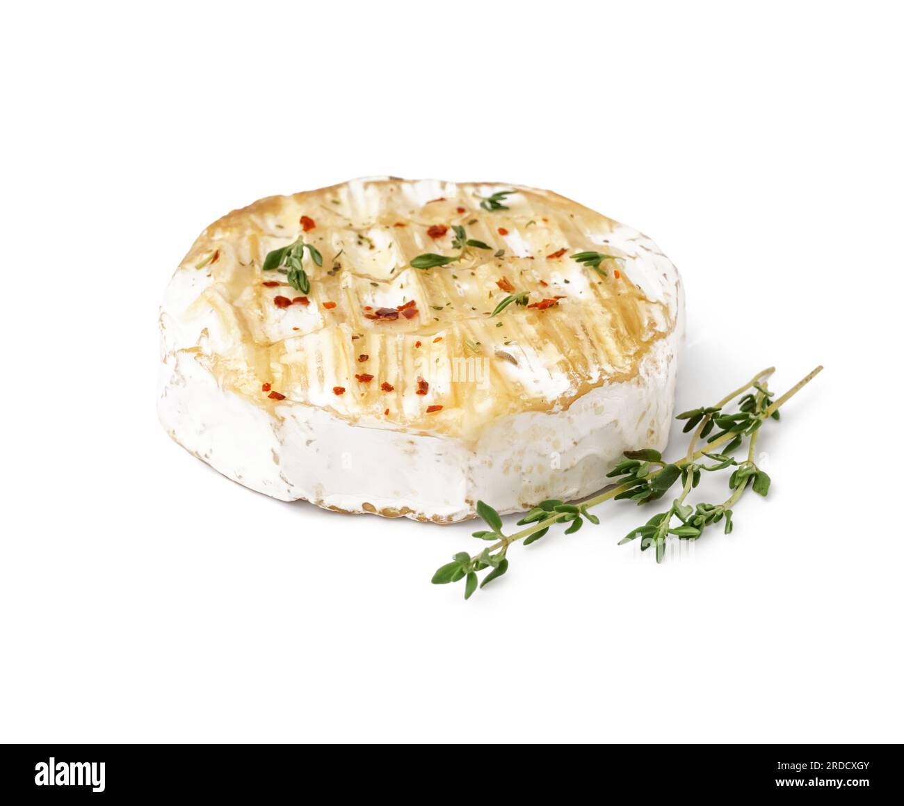 Tasty baked Camembert cheese on white background Stock Photo - Alamy
