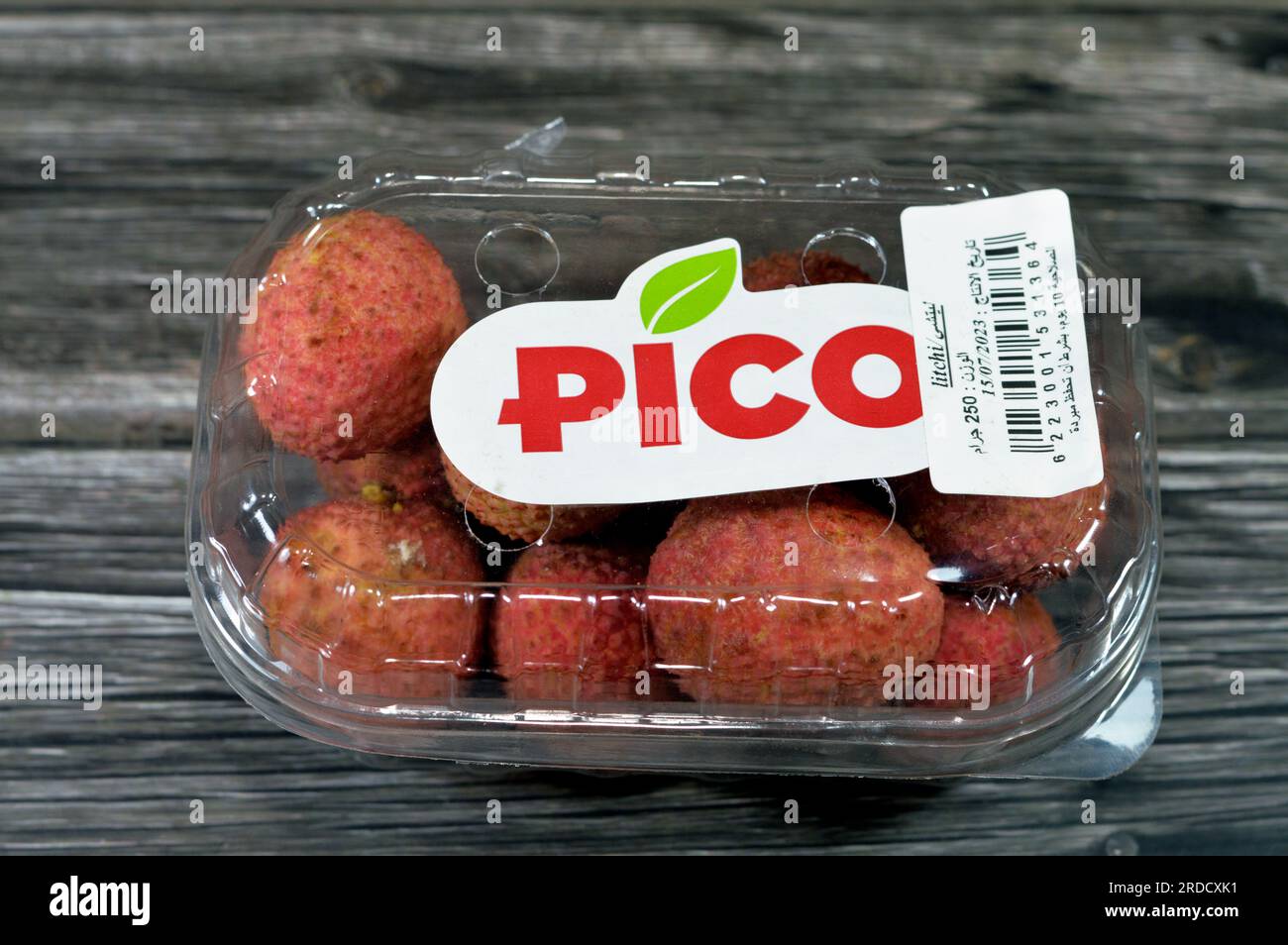 Cairo, Egypt, July 15 2023: PICO Lychee fruit, Litchi chinensis, a ...