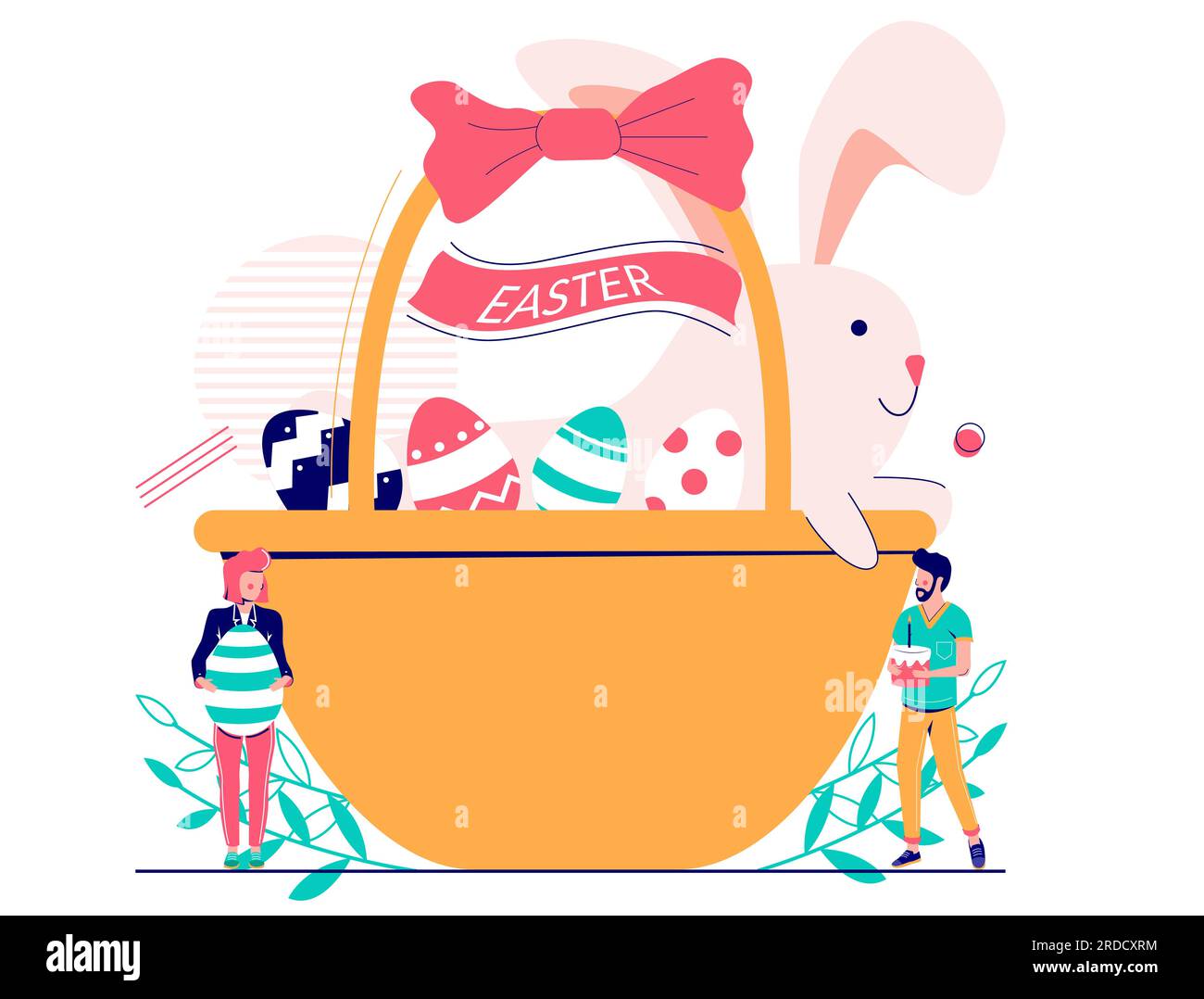 Easter basket vector concept for poster, banner Stock Vector Image ...