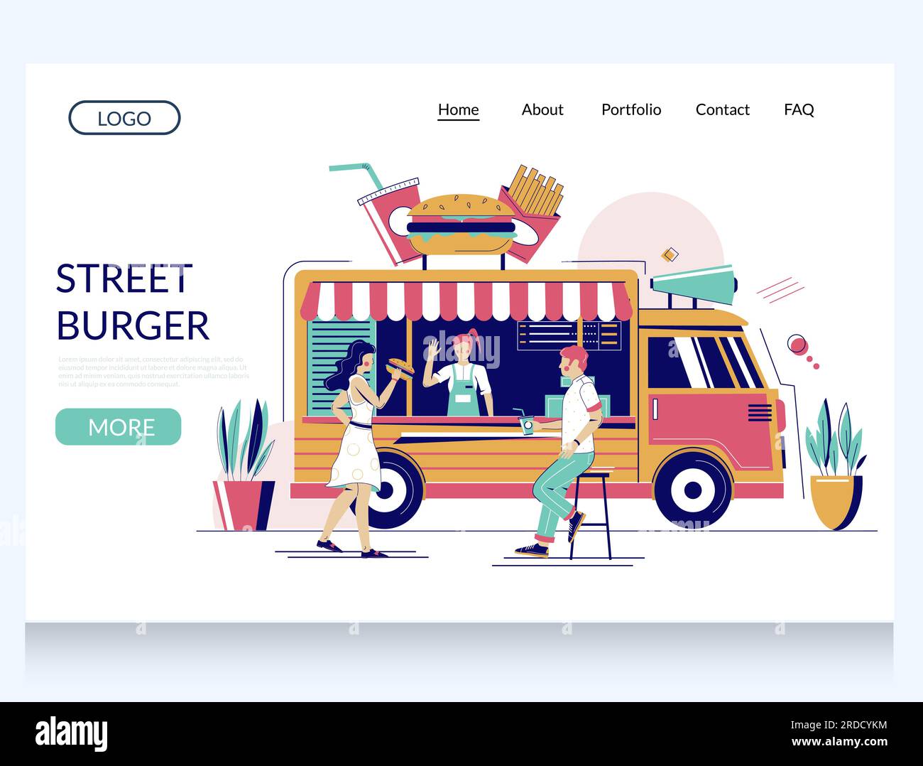 Street burger vector website landing page design template Stock Vector ...