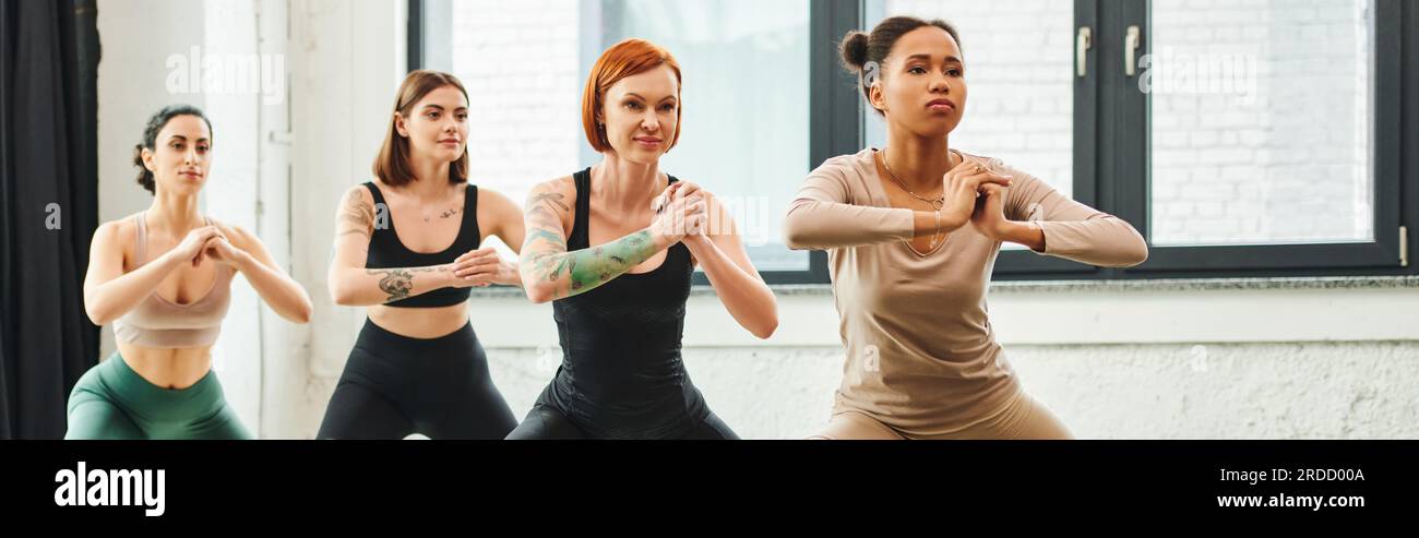 mindfulness and inspiration, diverse group of multicultural women ...