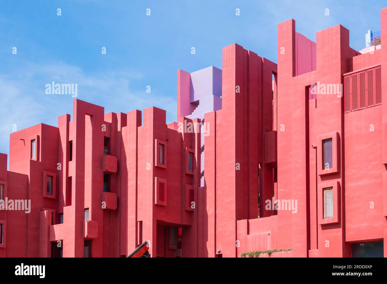 Geometric red building design. The red wall, La manzanera. Calpe, Spain ...