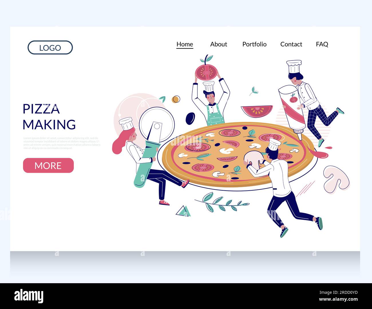 Pizza making vector website landing page design template Stock Vector ...