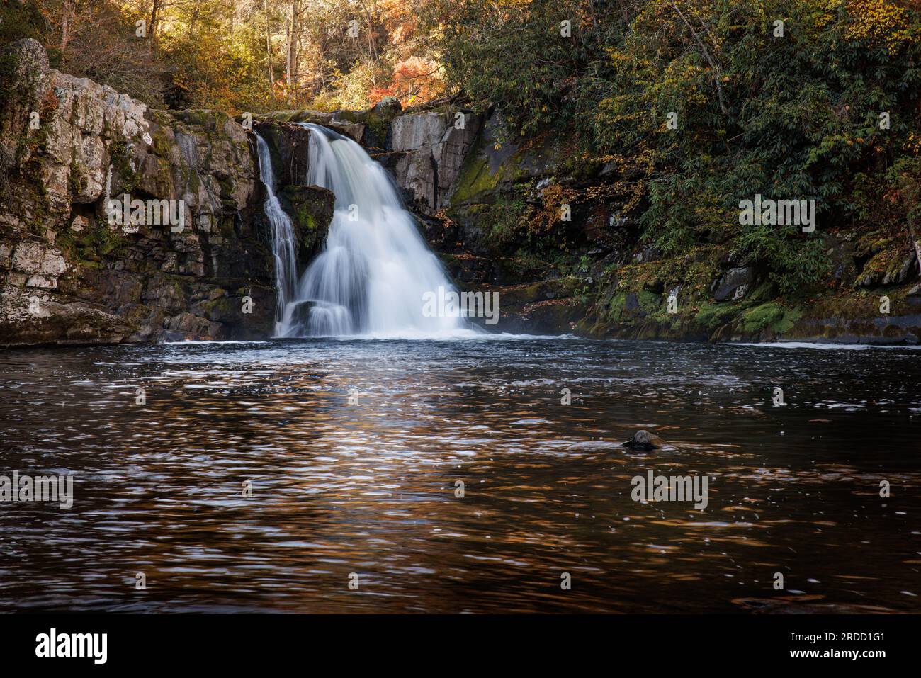 Abrams Creek creates an impressionistic reflection in the plunge pool ...