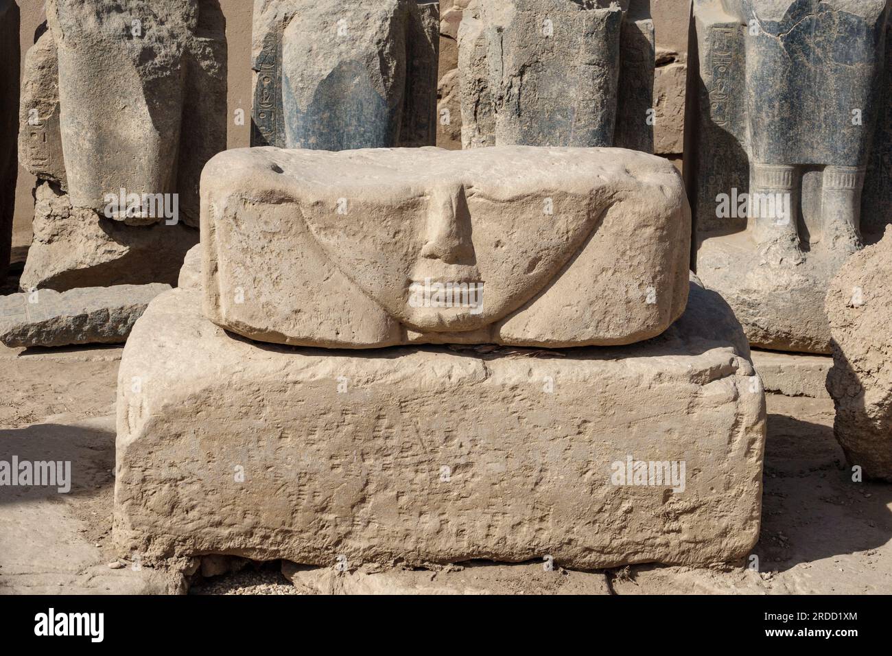 Close up of Hathor head column in the Precinct of Mut, at Karnak Temple ...