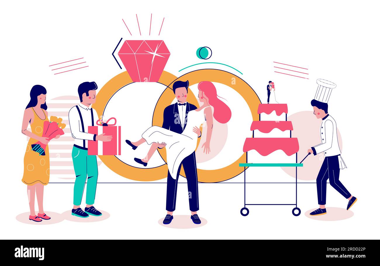 Wedding party vector concept for web banner, website page Stock Vector ...