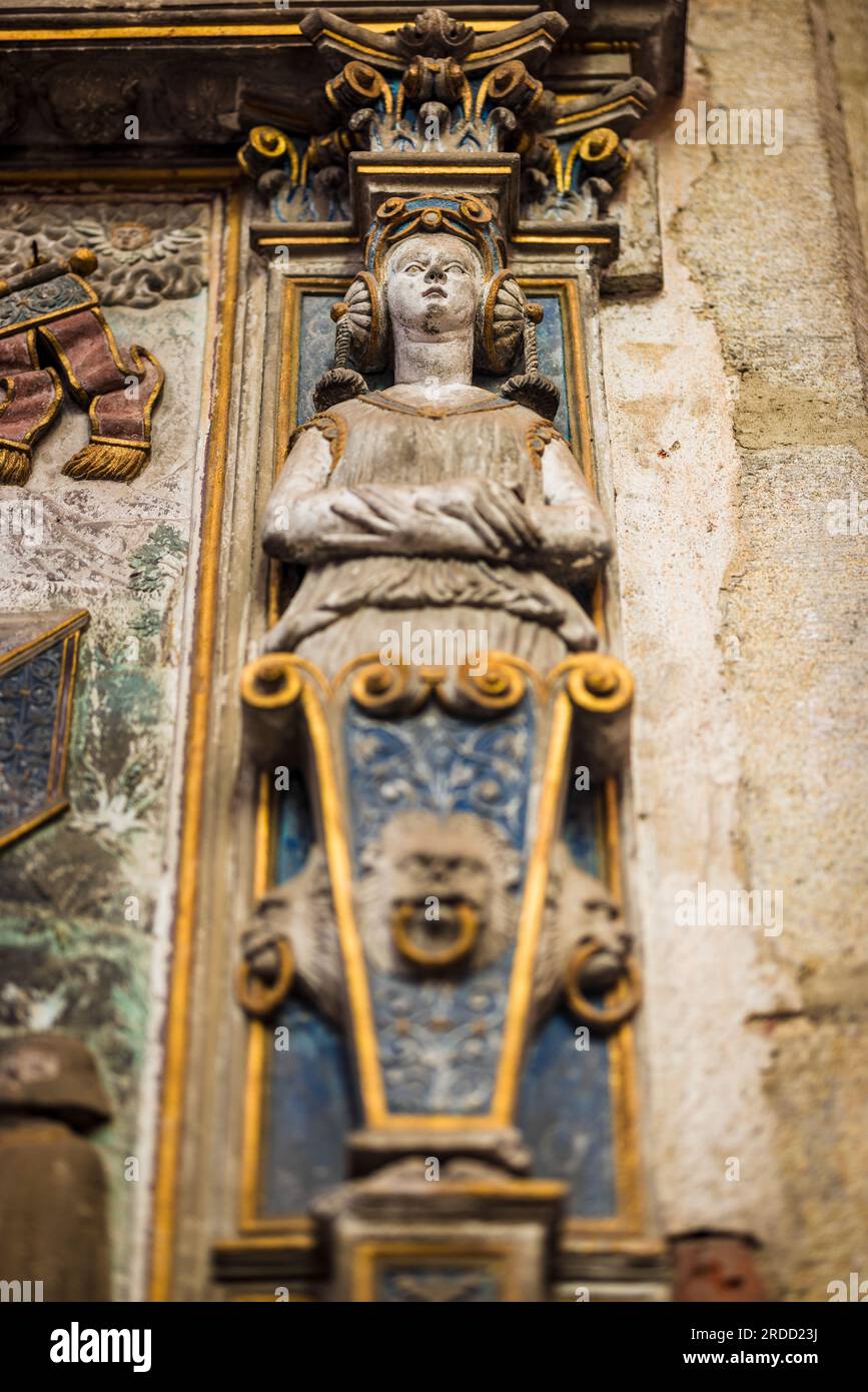 Figure on a tombstone in the church of St. James and Agnes in the city ...