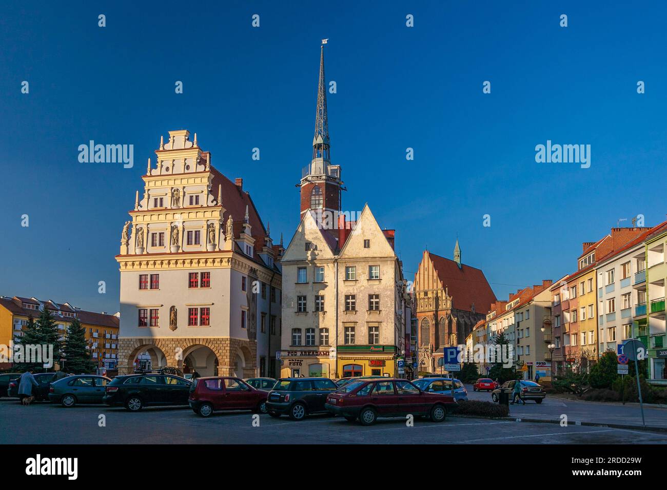 Historic buildings in the city center of Nysa in Poland Stock Photo - Alamy