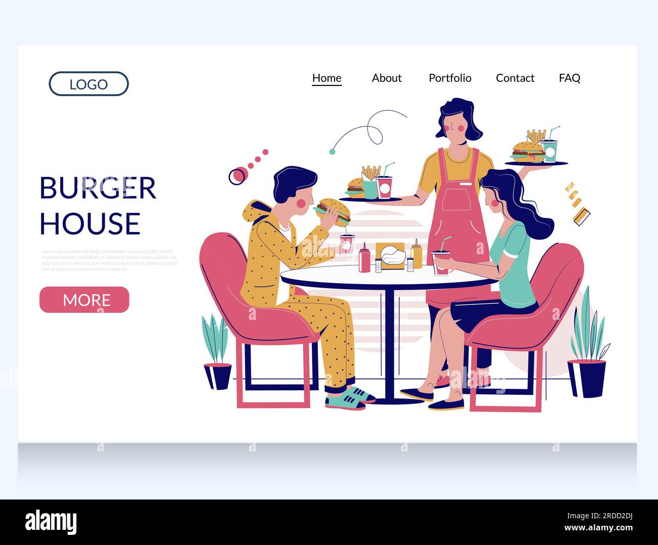 Burger house vector website landing page design template Stock Vector ...