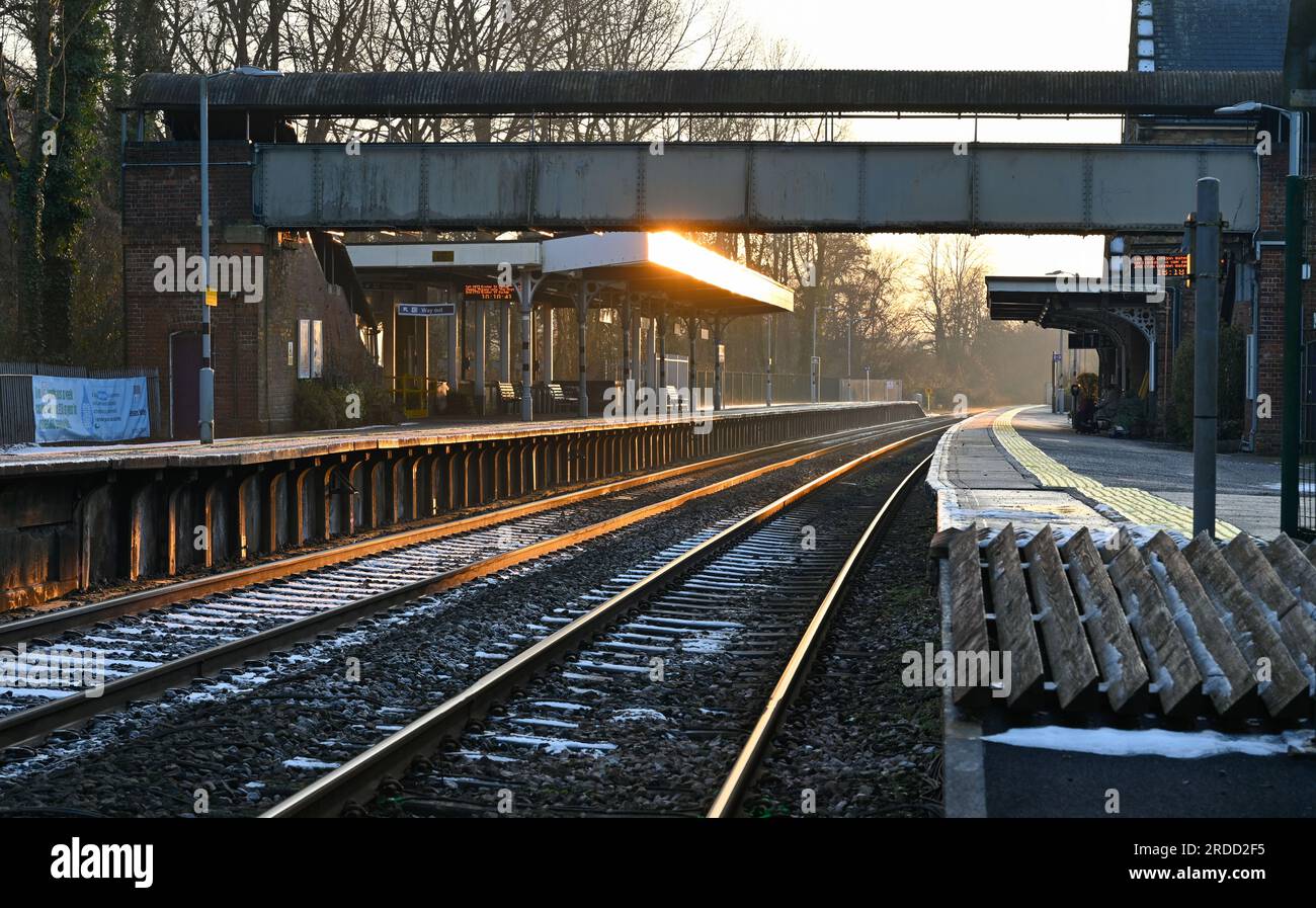 Sherborne Dorset Railway Station, Early evening in winter Stock Photo ...