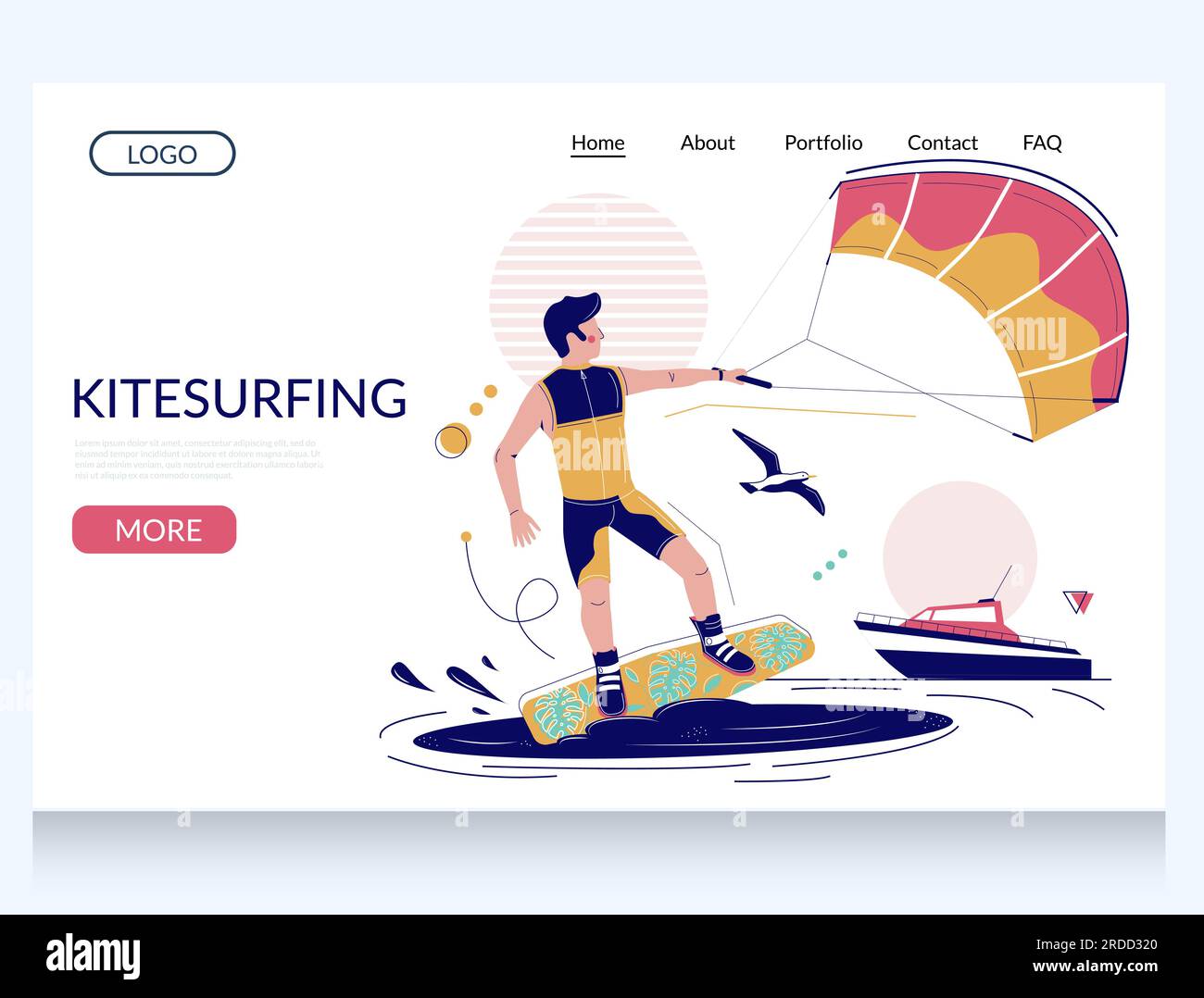 Kitesurfing vector website landing page design template Stock Vector ...
