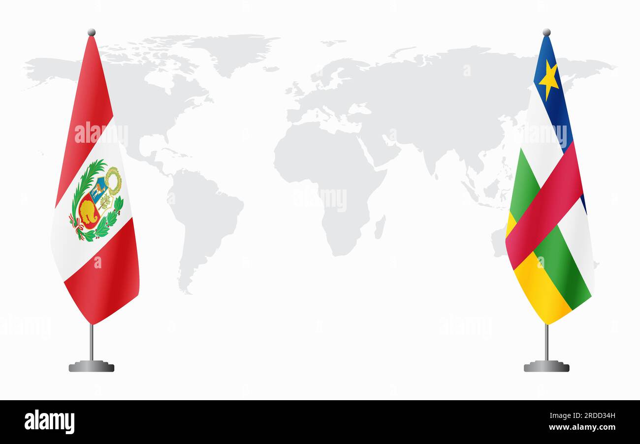 Peru and Central African Republic flags for official meeting against ...
