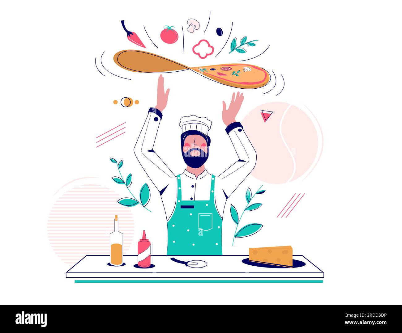 Cartoon italian chef making pizza Stock Vector Images - Alamy