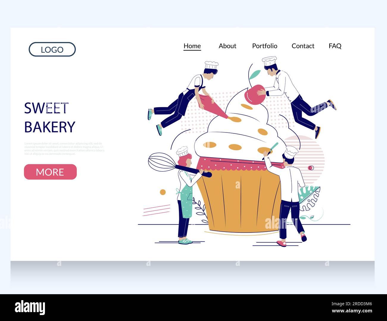 Sweet bakery vector website landing page design template Stock Vector ...