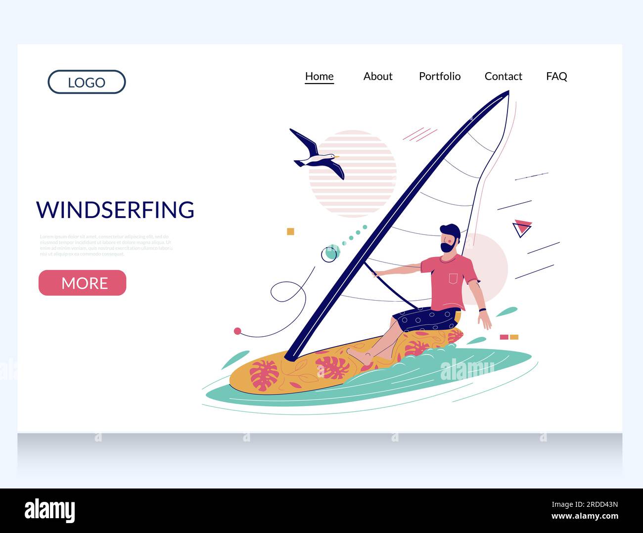 Windsurfing vector website landing page design template Stock Vector ...