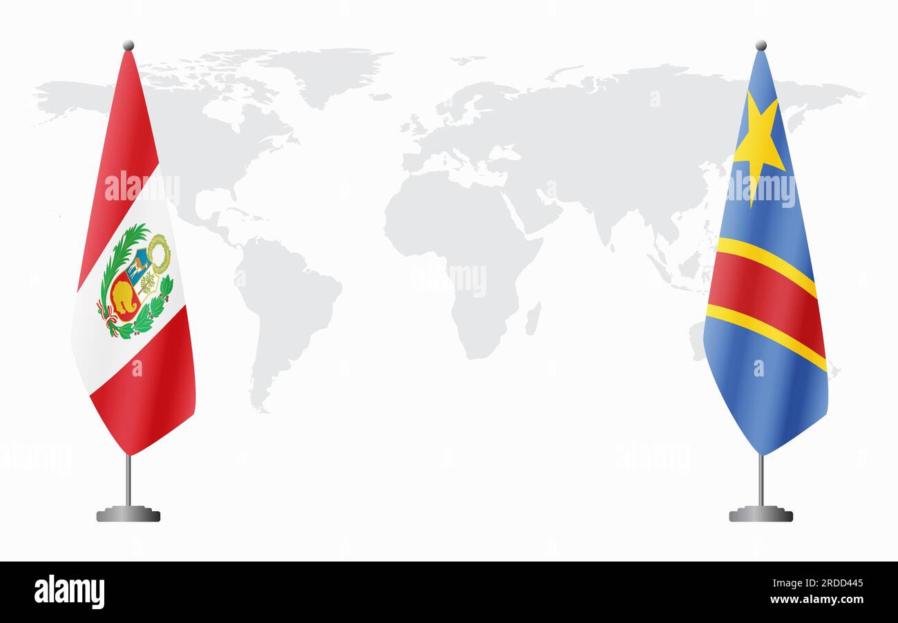 Peru and Democratic Republic of Congo flags for official meeting ...