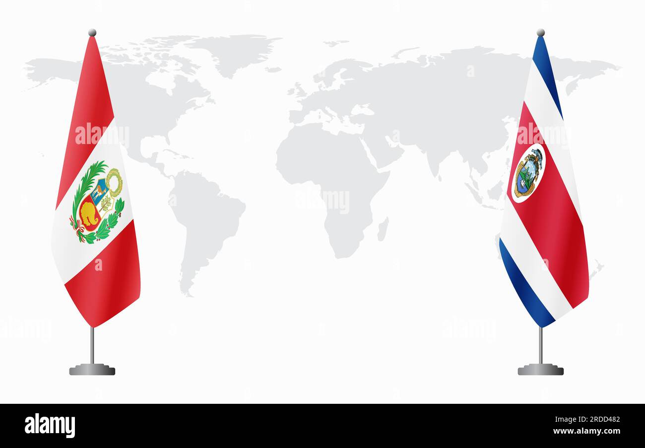 Peru and Costa Rica flags for official meeting against background of ...