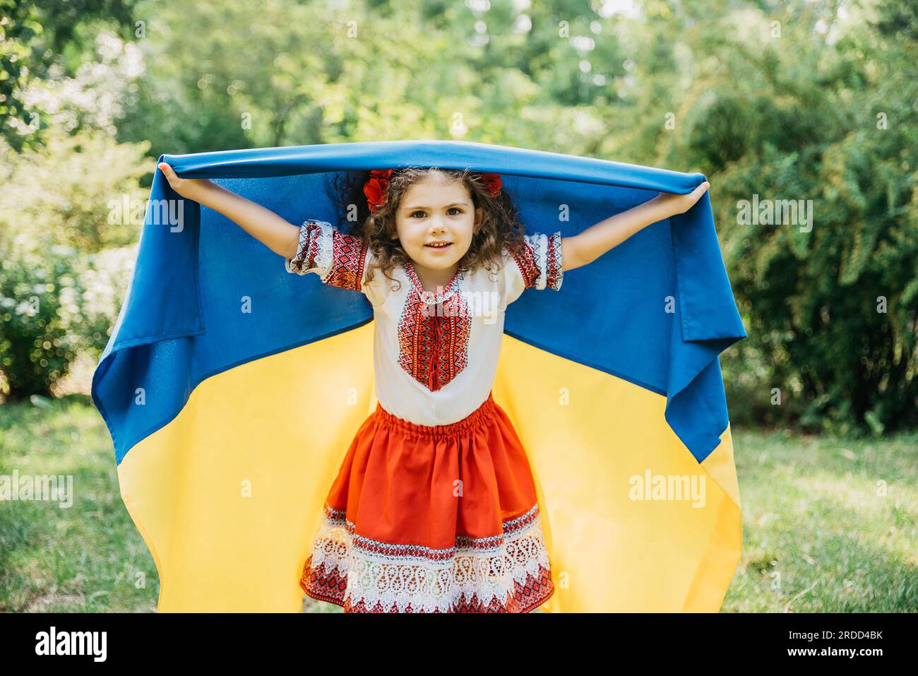 Ukraines Independence Flag Day. Constitution day. Ukrainian child girl ...