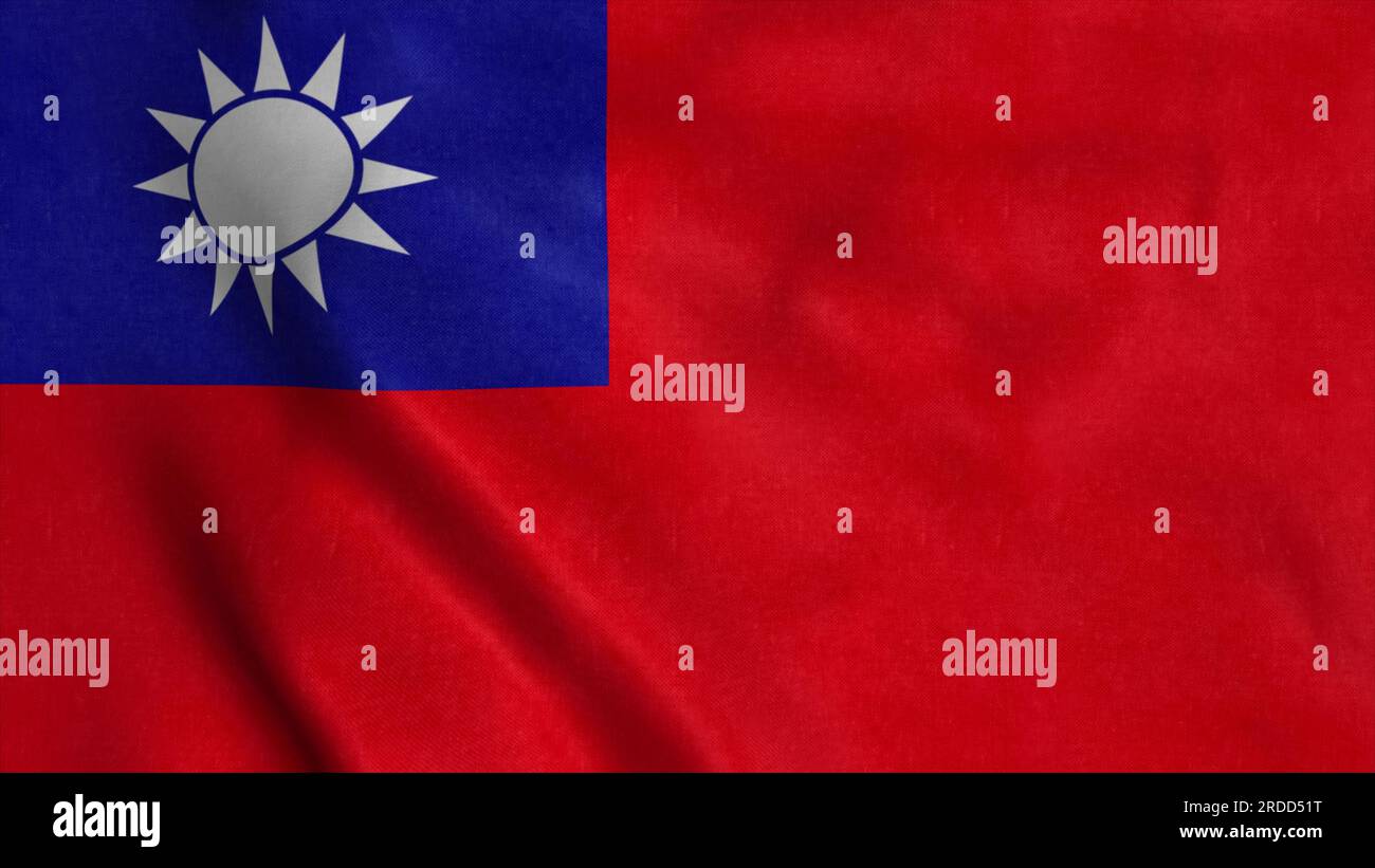 Taiwan flag waving in wind. Realistic flag background. 3d illustration ...