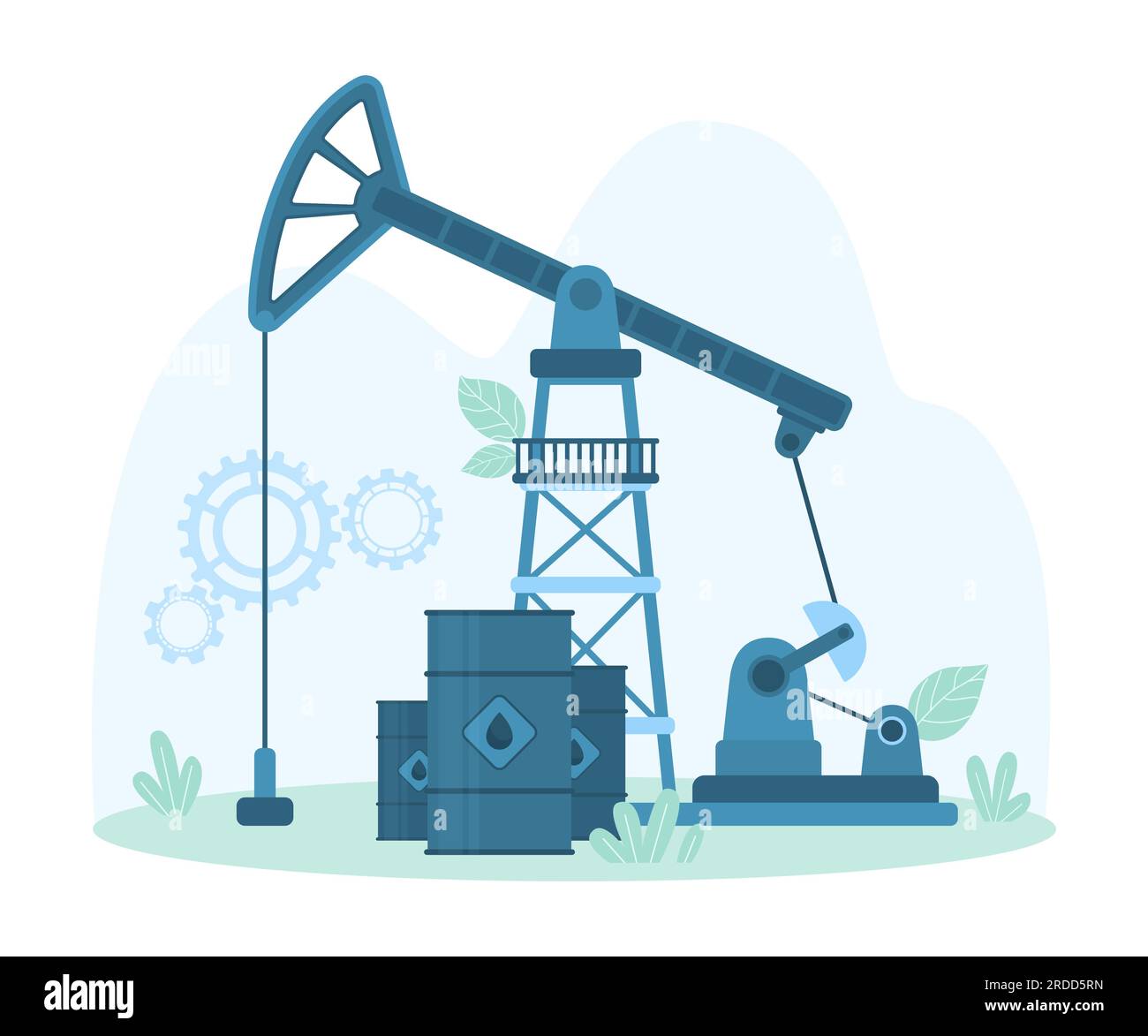 Oil industry equipment, pumpjack and barrels vector illustration ...