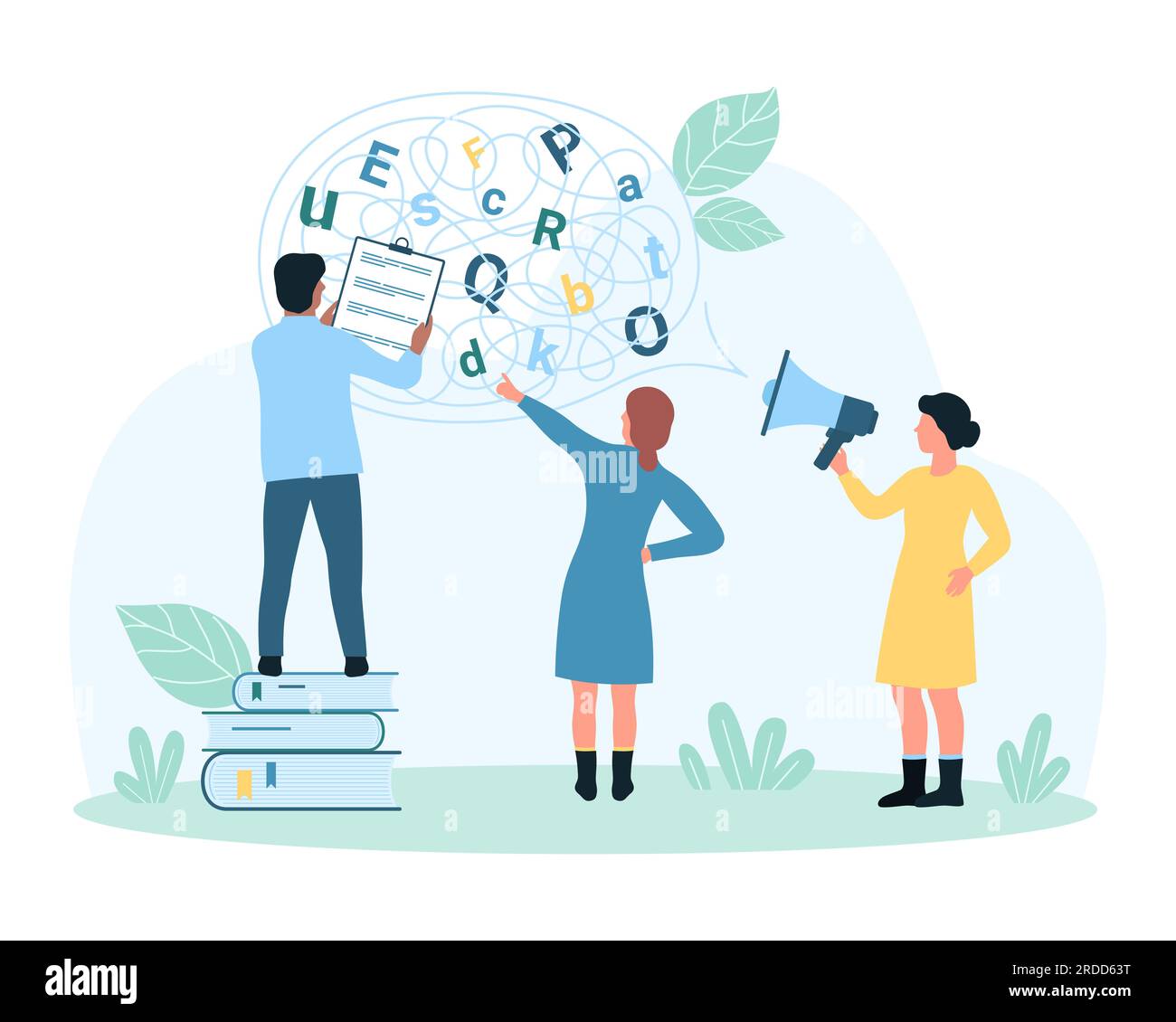 Speech therapy vector illustration. Cartoon tiny people healing ...