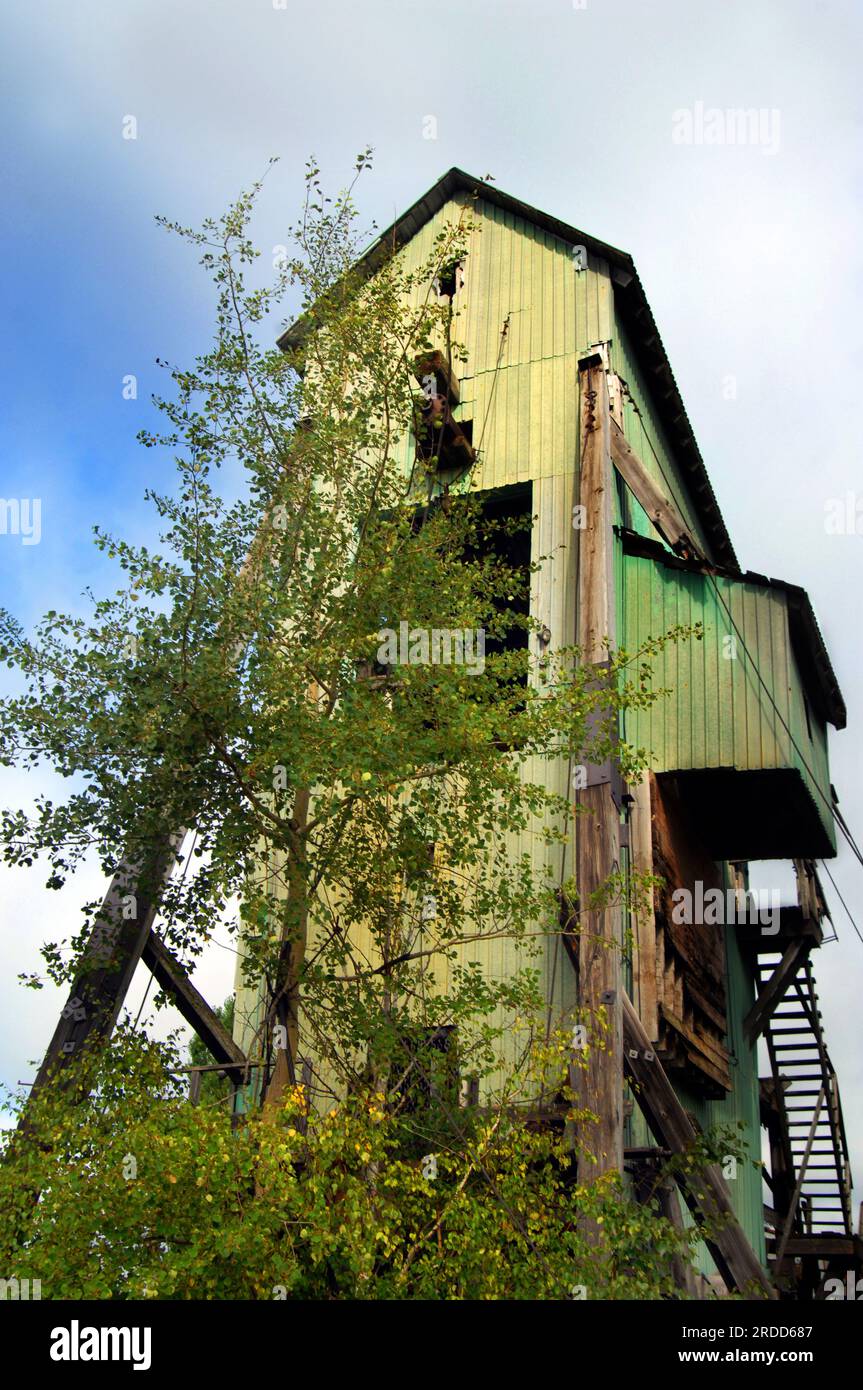 Abandoned shaft house, left from the days of copper mining, still ...