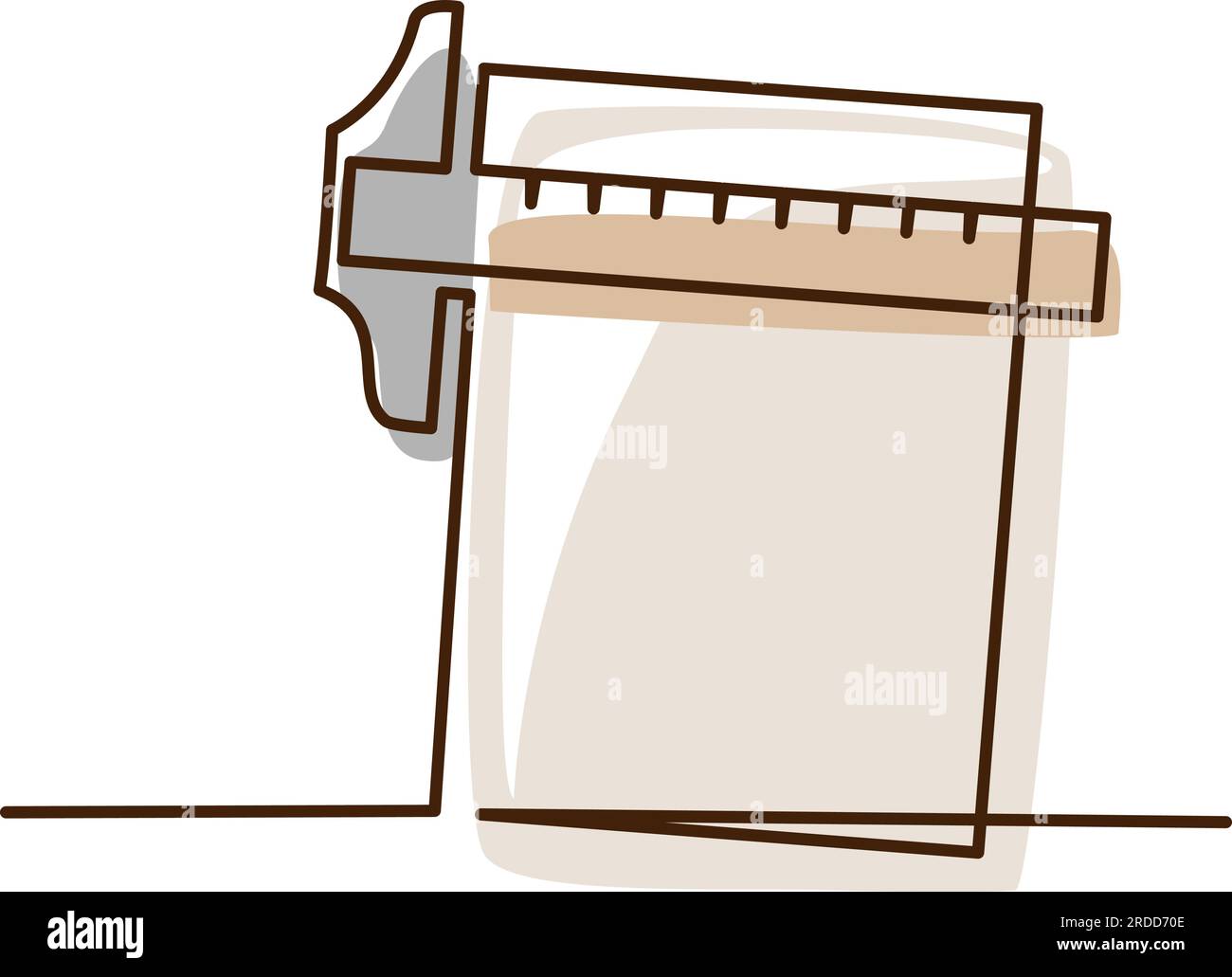 Architect T Square Continuous One Line Drawing Vector Outline Symbol