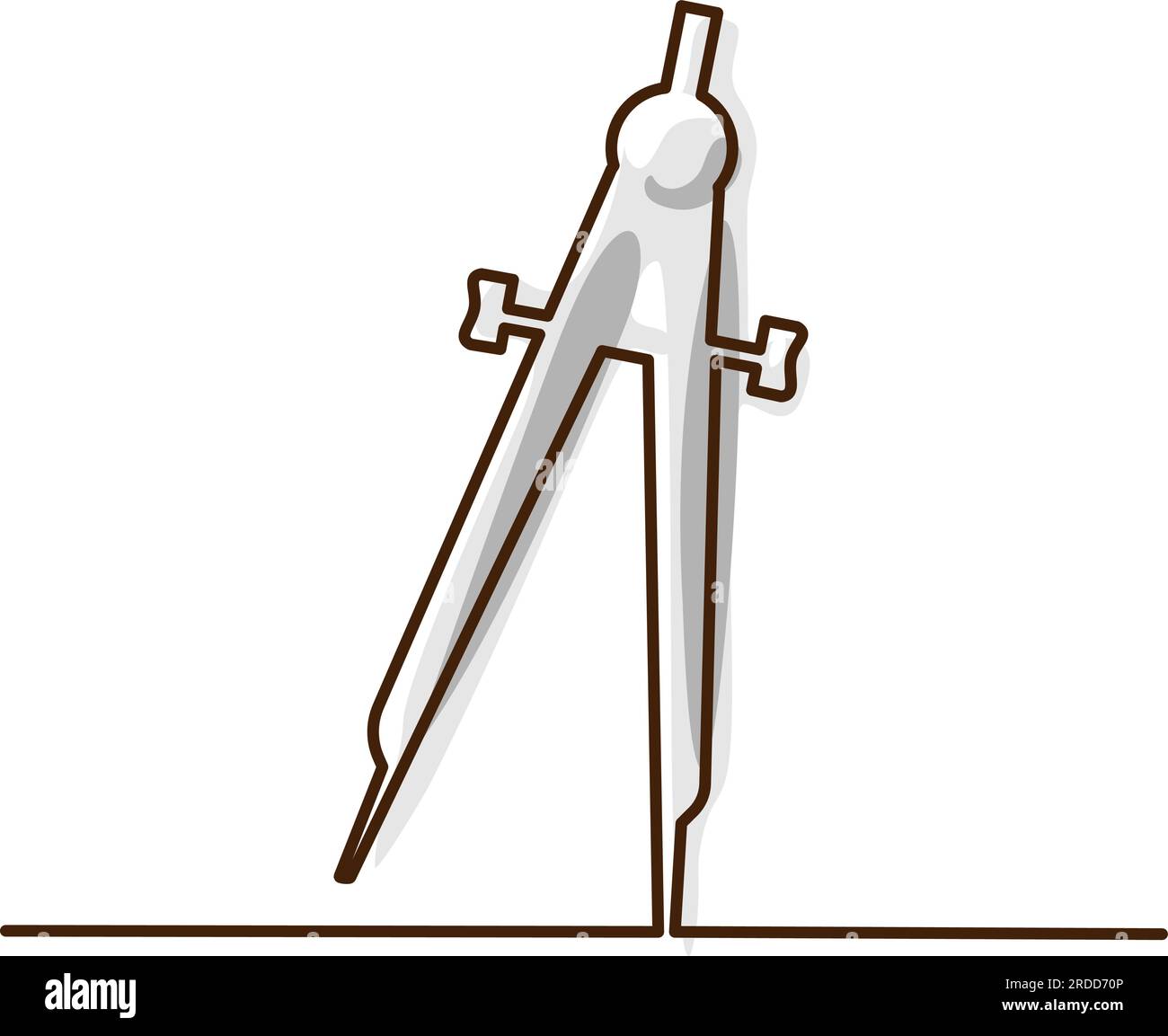 Technical compass hand drawn outline doodle icon. Continuous one line ...