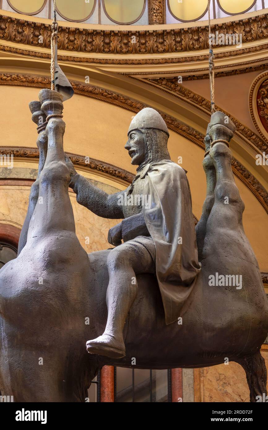 PRAGUE, CZECH REPUBLIC, EUROPE - Statue of King Wenceslas riding an upside down dead horse, in ...