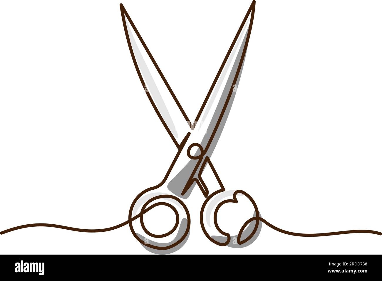 Professional hairdresser scissors. Continuous one line drawing. Barber ...