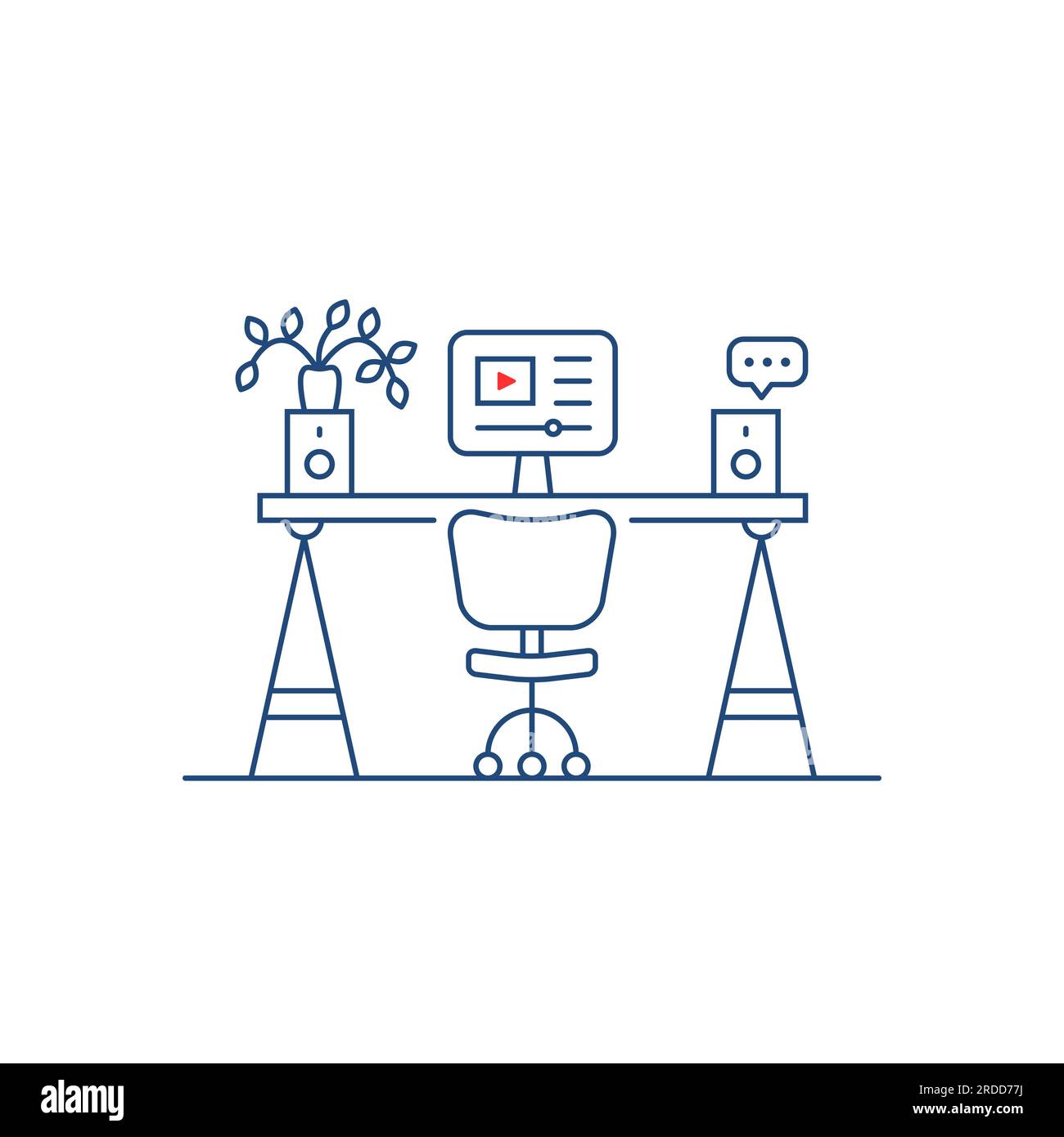 minimal blue linear simple workplace Stock Vector Image & Art - Alamy