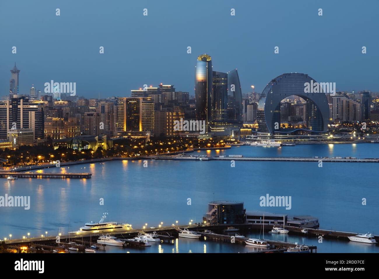 Baku, Azerbaijan - June 26, 2023: A captivating dusk view of Baku's ...