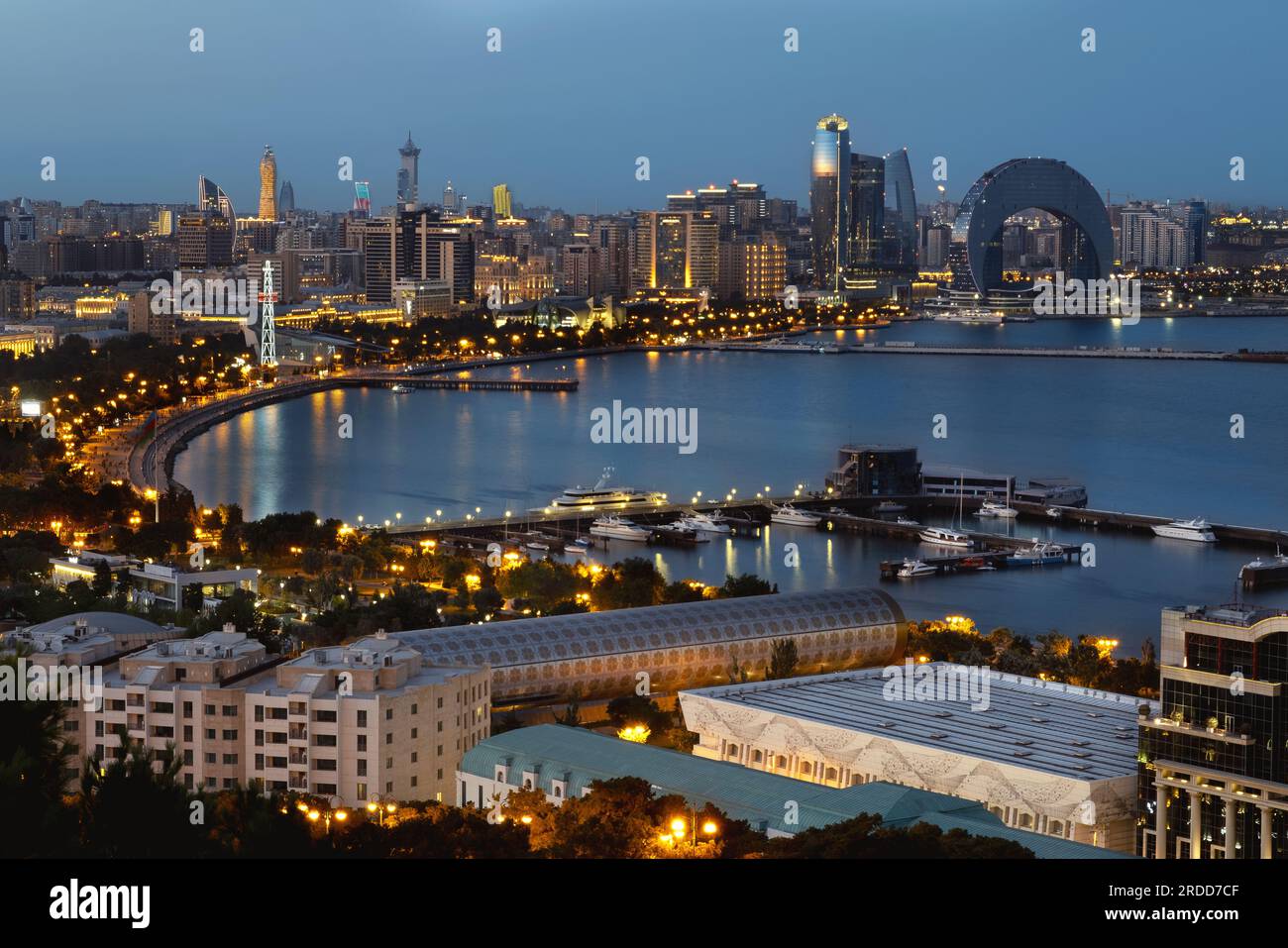 Baku, Azerbaijan - June 26, 2023: A captivating dusk view of Baku's ...